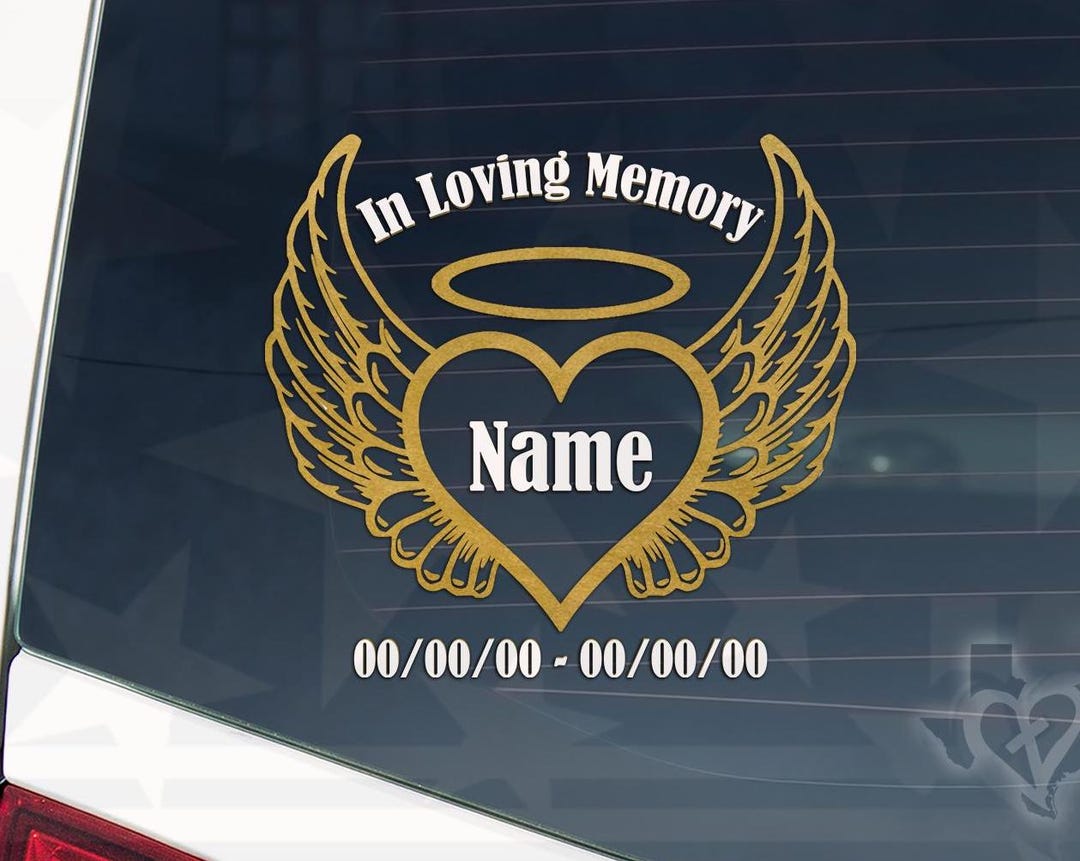 Angel Wings Heart Memorial Vinyl Decal: in Loving Memory - Etsy