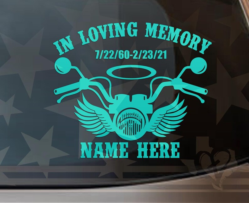 In Loving Memory Motorcycle Biker Memorial for Loved One Vinyl Decal in ...