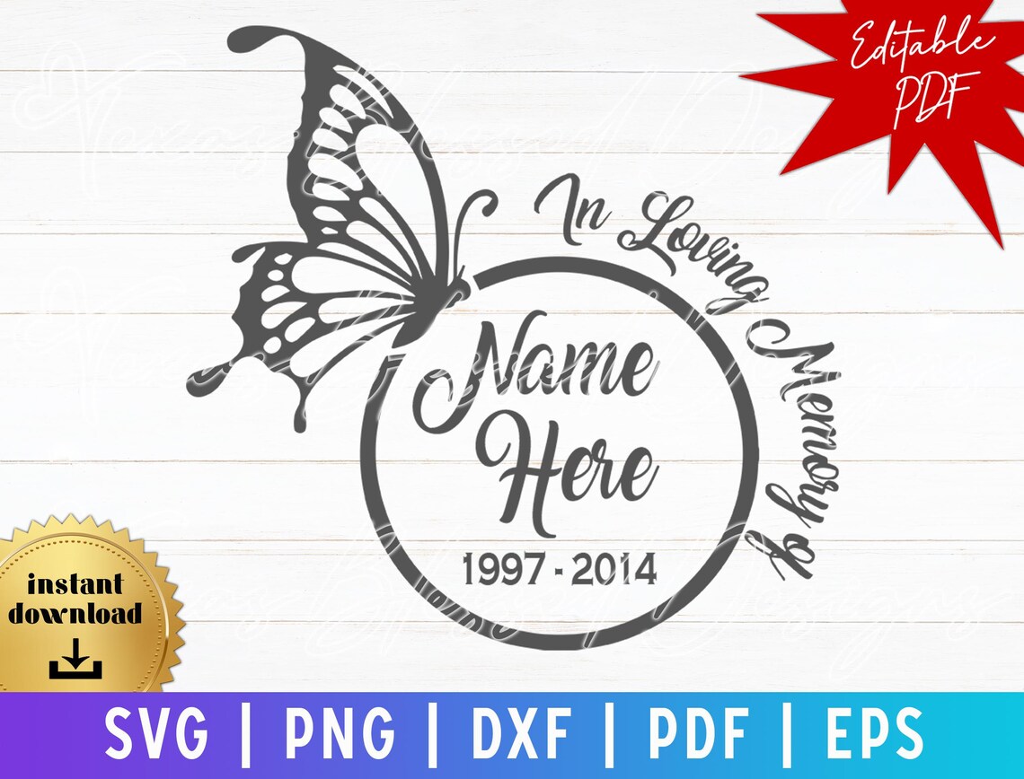 In Loving Memory Butterfly Wings SVG Butterfly in Memory Funeral Design ...