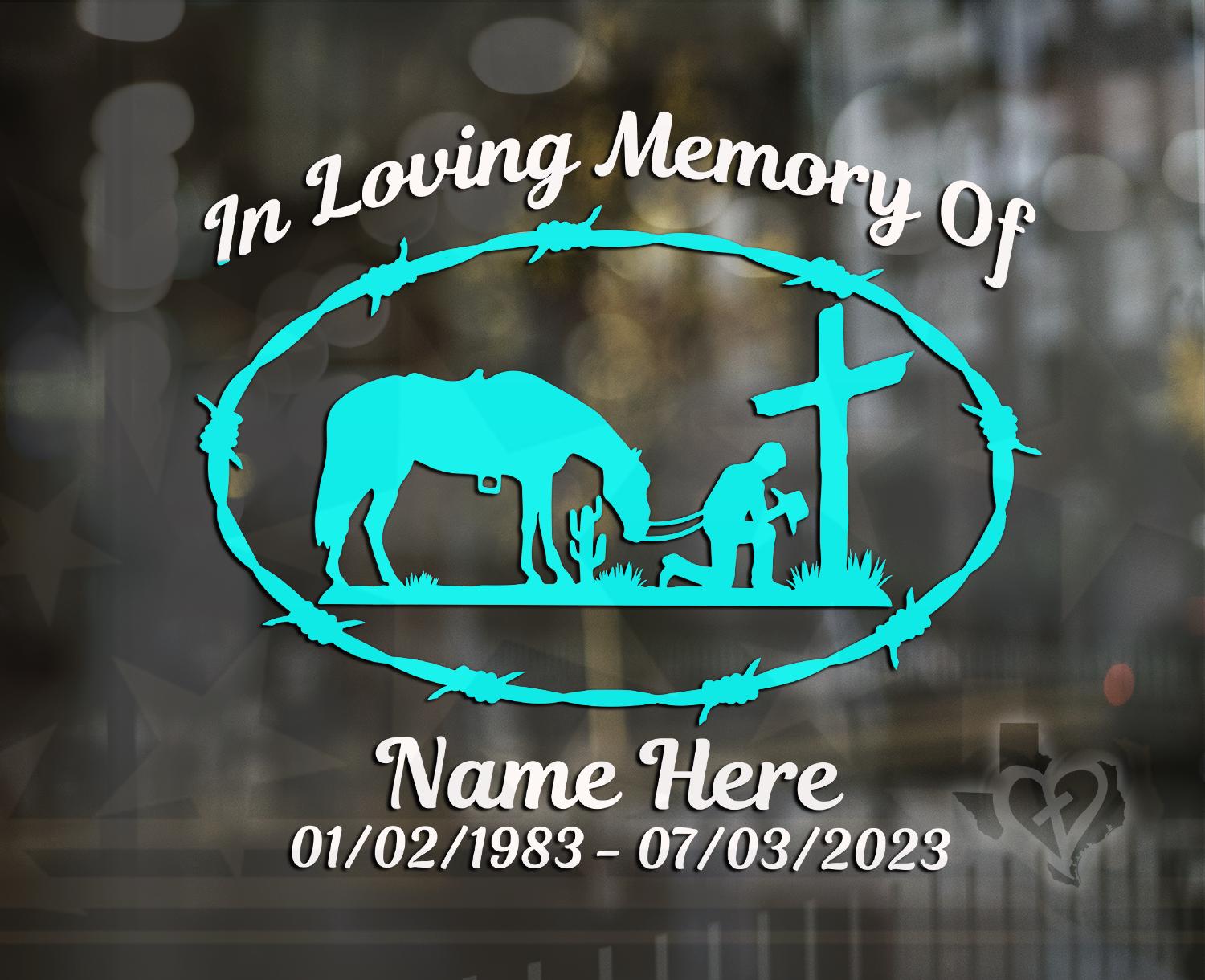 In Loving Memory Cowboy Vinyl Decal: Memorial Car Decal - Etsy