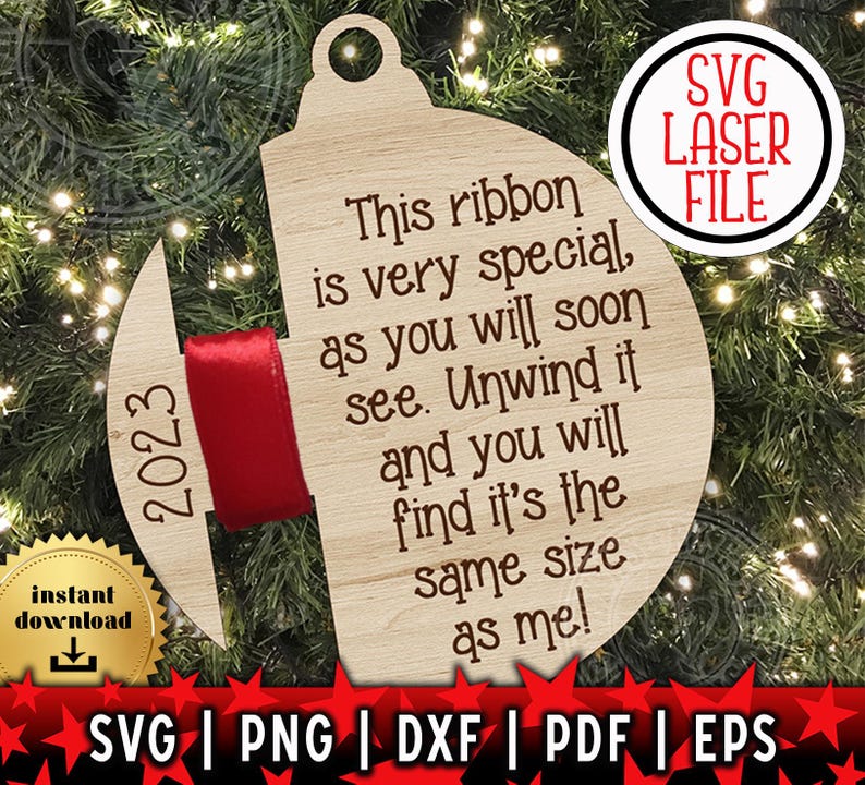 Growth Ribbon Keepsake Ornament SVG | Height Ribbon Measurement Laser ...