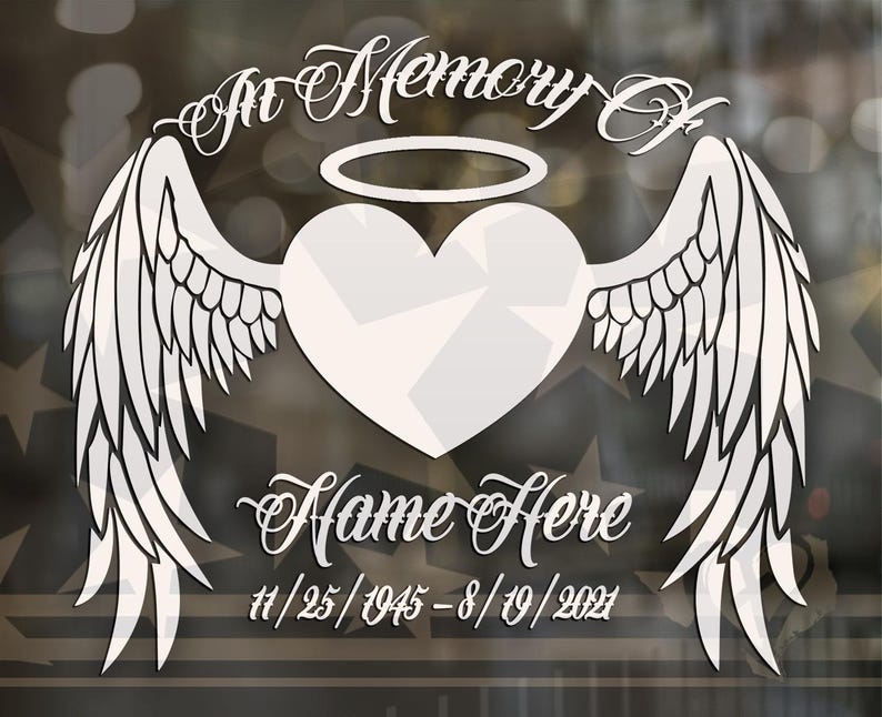 In Memory Angel Wings Vinyl Decal: Memorial for Loved One - Etsy