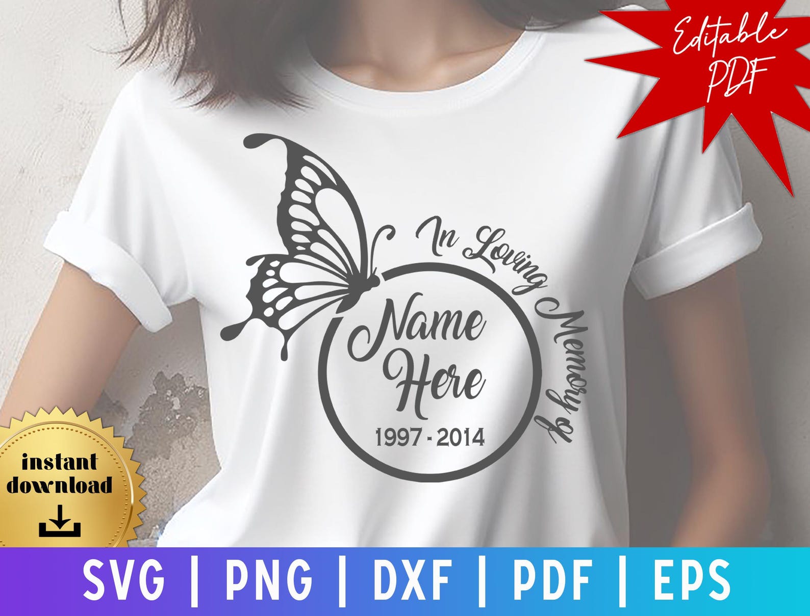 In Loving Memory Butterfly Wings SVG Butterfly in Memory Funeral Design ...