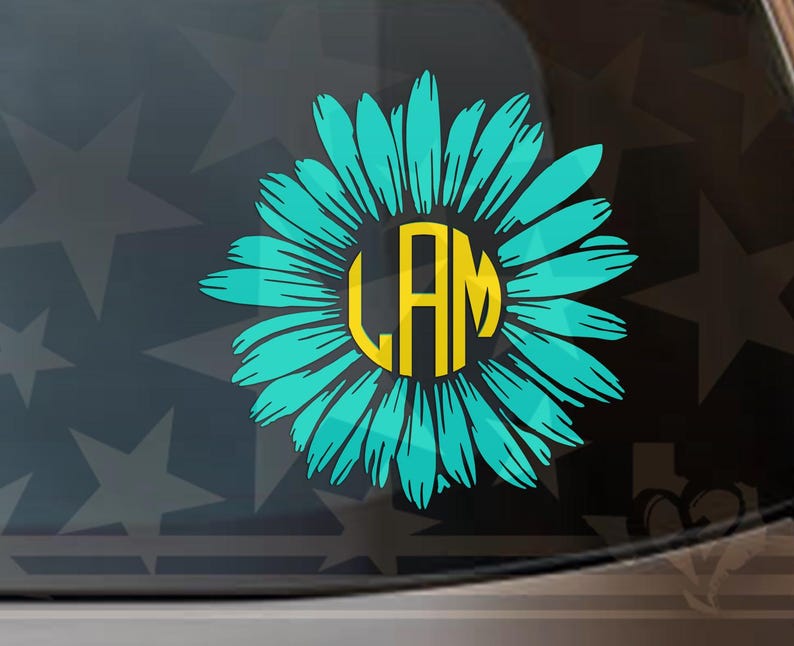Daisy Monogram Custom Vinyl Decal: Personalized Flower Decal - Etsy