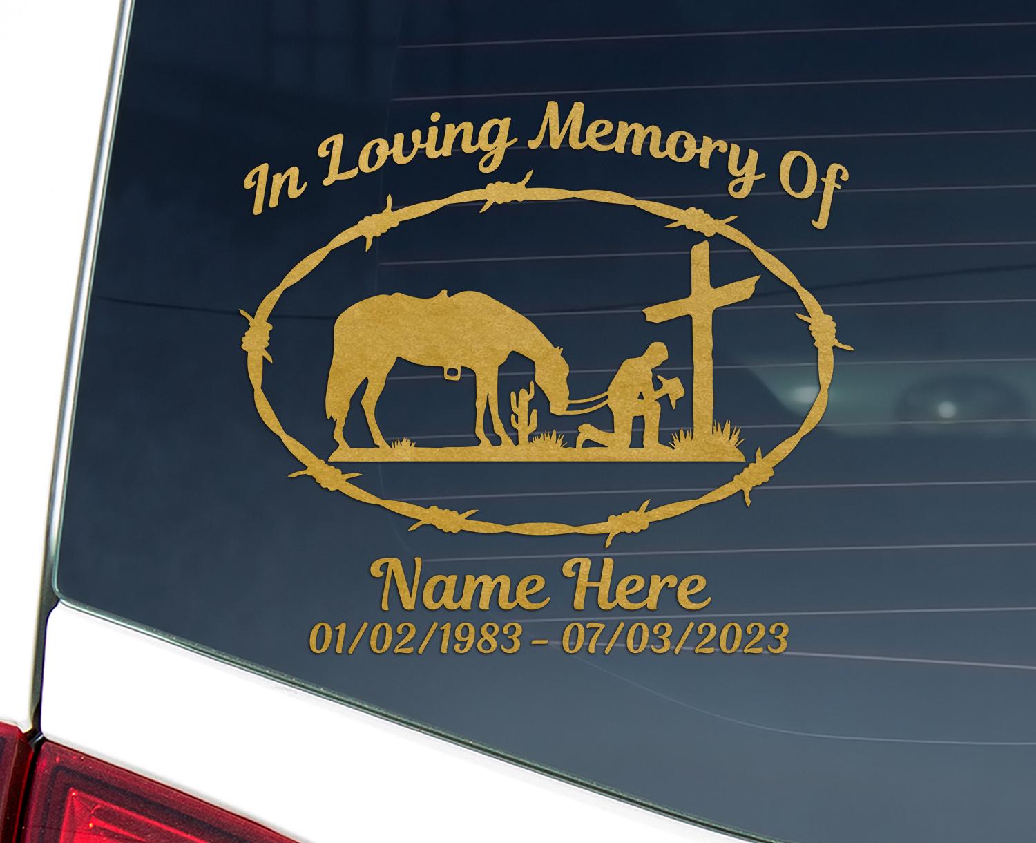 In Loving Memory Cowboy Vinyl Decal Memorial for Loved One Vinyl Decal ...