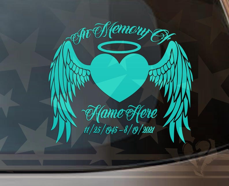 In Memory Angel Wings Vinyl Decal: Memorial for Loved One - Etsy