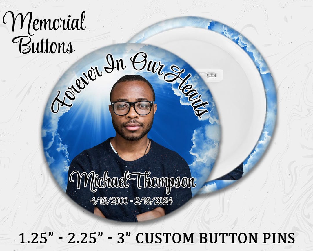Custom Memorial Button Pin: in Loving Memory Funeral Badge, Remembrance ...