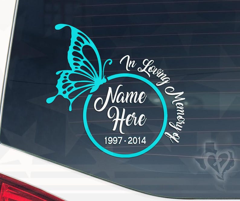 In Loving Memory Butterfly Wings Vinyl Decal: Memorial Decal - Etsy