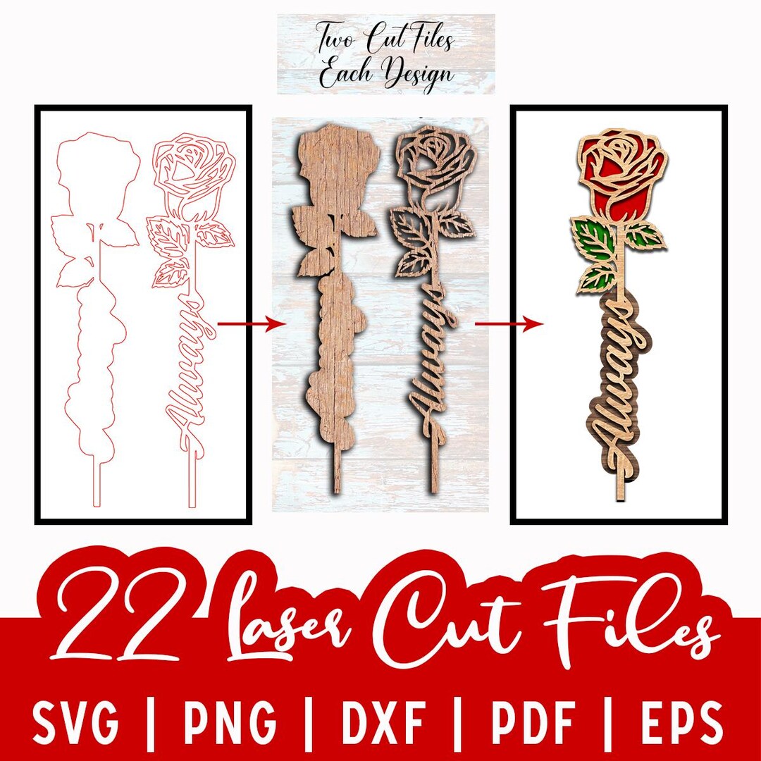 22 Laser Cut Rose Files | Valentine's Day Mother’s Day Rose Cut File ...