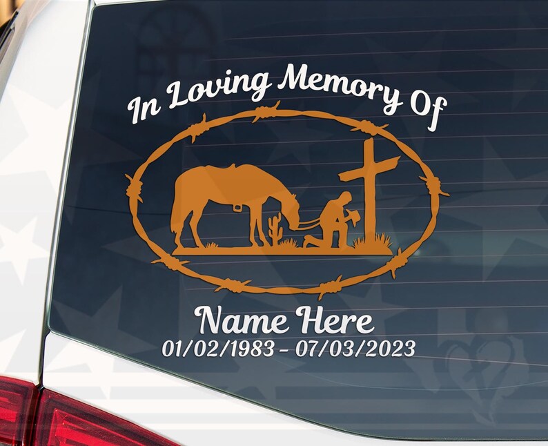 In Loving Memory Cowboy Vinyl Decal: Memorial Car Decal - Etsy