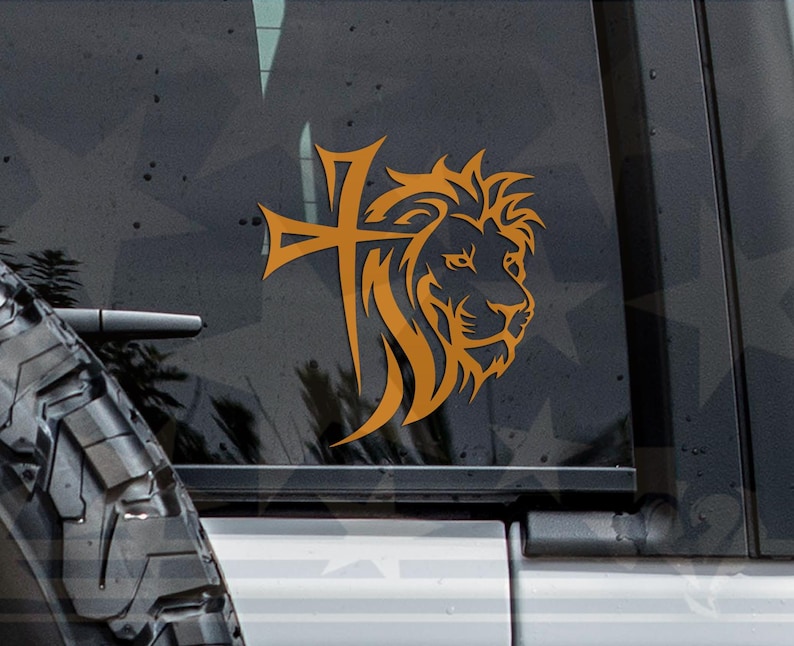 Lion of Judah and Cross Christian Vinyl Decal - Etsy