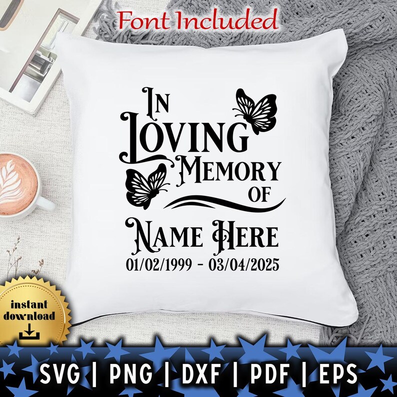 Butterfly Heart Memorial Design: in Loving Memory SVG, PDF, PNG - Etsy