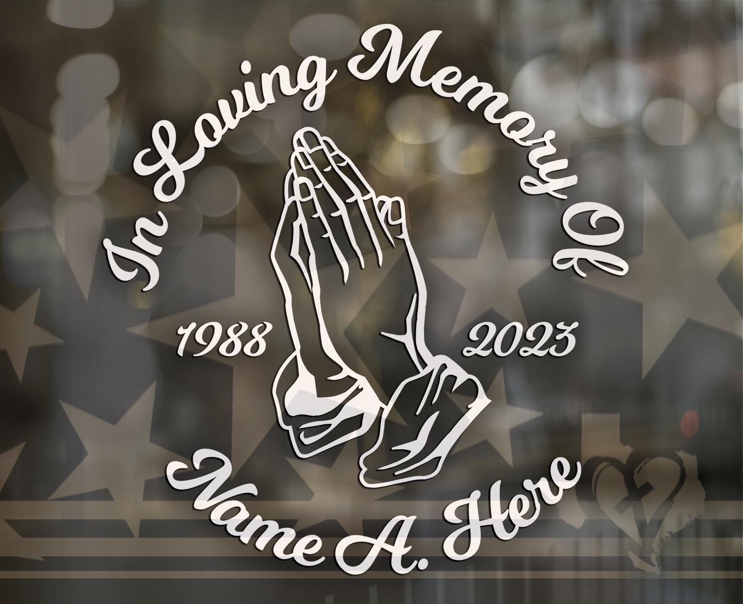 Custom Praying Hands Memorial Decal – in Loving Memory Car Sticker ...