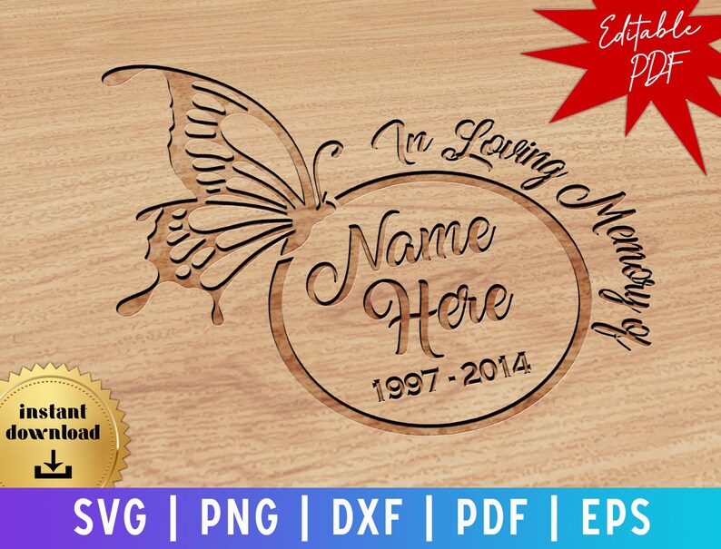 In Loving Memory Butterfly Wings SVG Butterfly in Memory Funeral Design ...