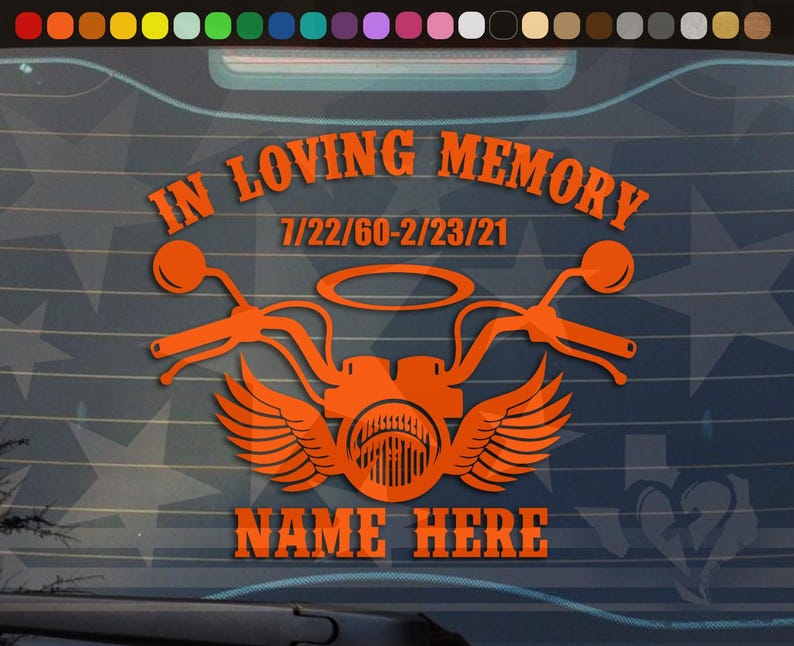 In Loving Memory Motorcycle Biker Memorial for Loved One Vinyl Decal in ...