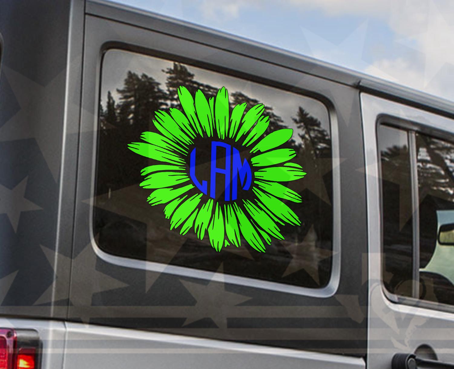 Daisy Monogram Custom Vinyl Decal: Personalized Flower Decal - Etsy