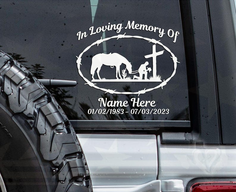 In Loving Memory Cowboy Vinyl Decal: Memorial Car Decal - Etsy