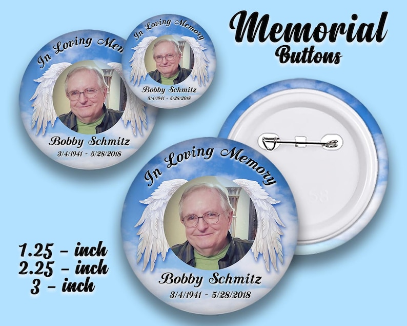 Memorial Funeral Button Pins | in Loving Memory Button Memorial Button ...