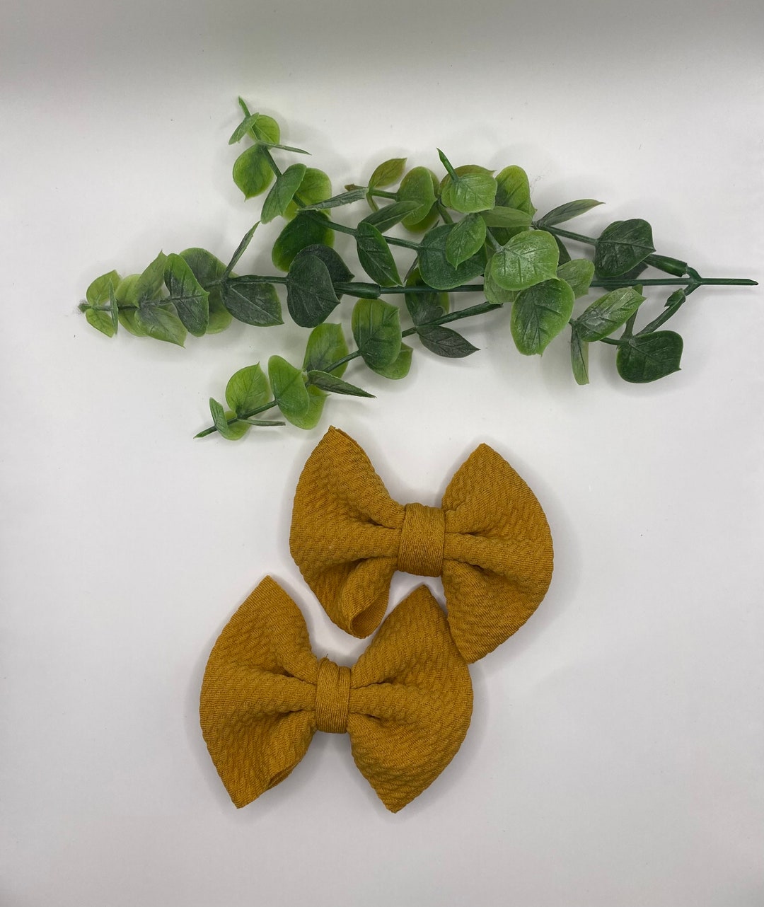Mustard Textured Bows | 3 Inch Alligator Clip, Nylon Headband - Etsy