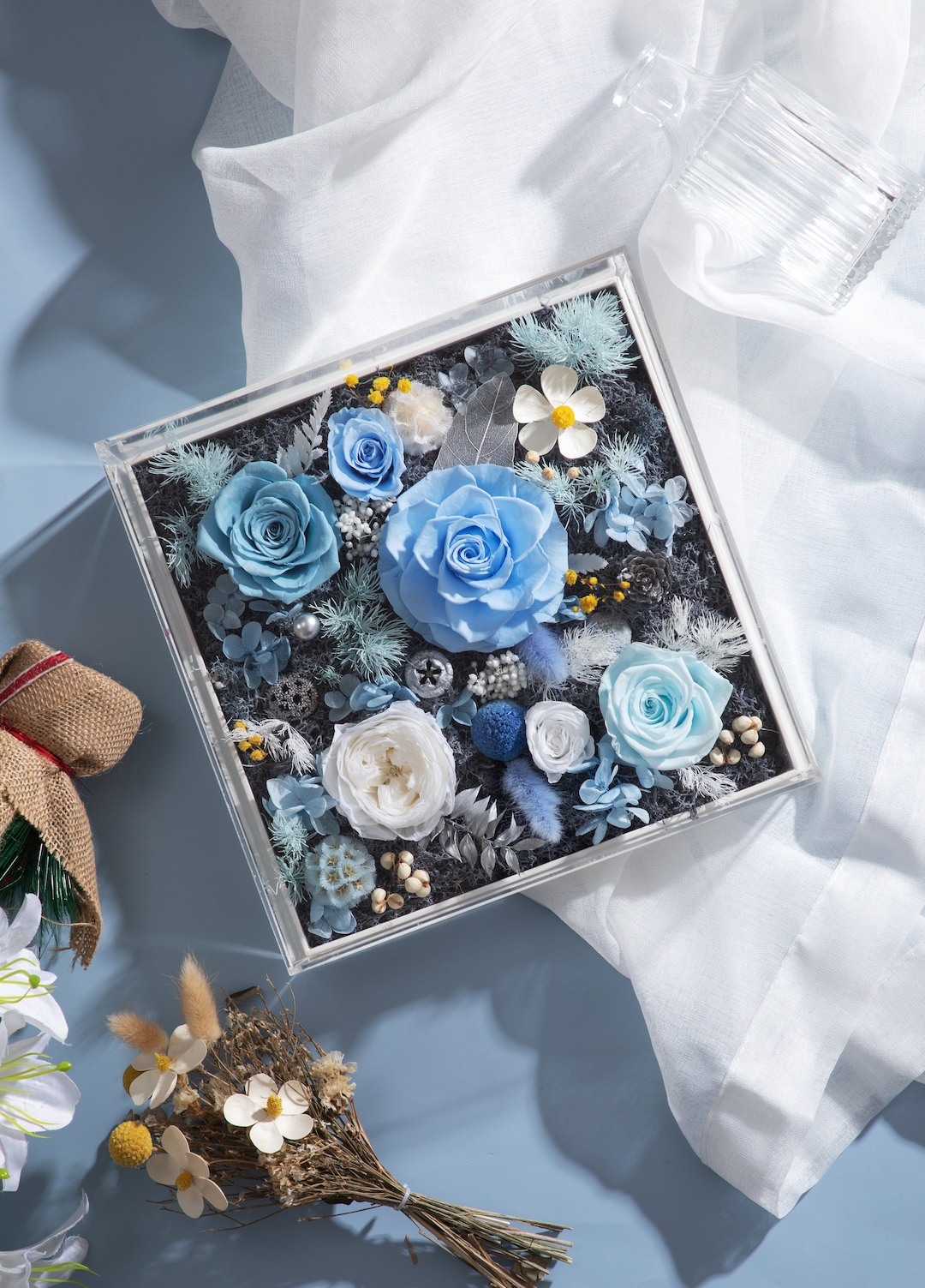 Everbloom Premium Preserved Flower Box Blue Serenity - Etsy