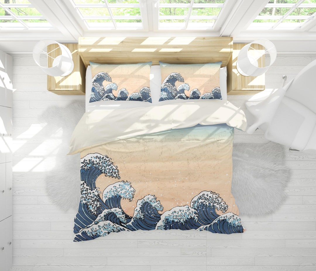 3D Abstract Blue Sea Waves Bedding Set Quilt Cover With Pillowcases ...