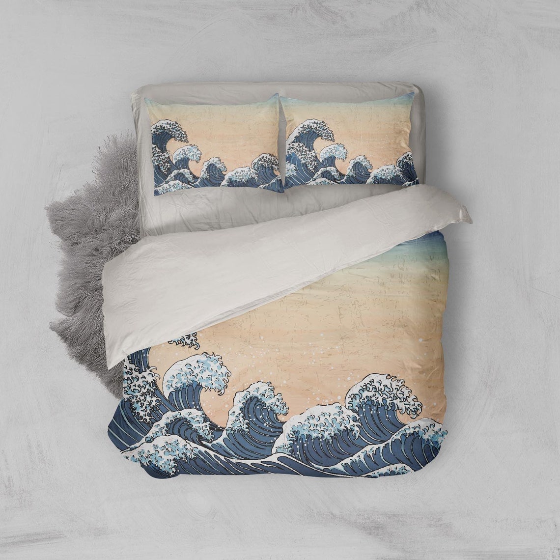 3D Abstract Blue Sea Waves Bedding Set Quilt Cover With Pillowcases ...