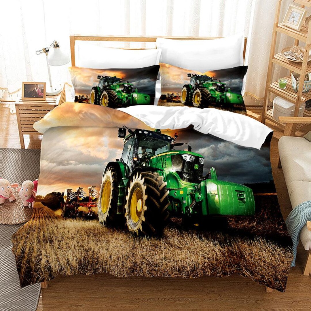3D Tractor Bedding Set Quilt Cover With Pillowcases, Queen, King, Full ...