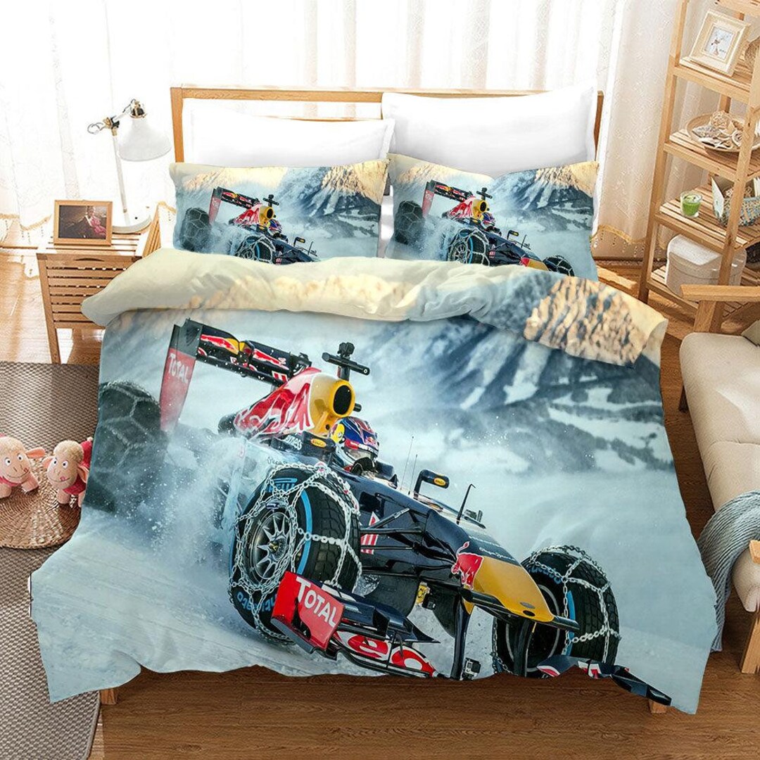 3D F1 Black Racing Car Bedding Set Quilt Cover With Pillowcases, Queen ...