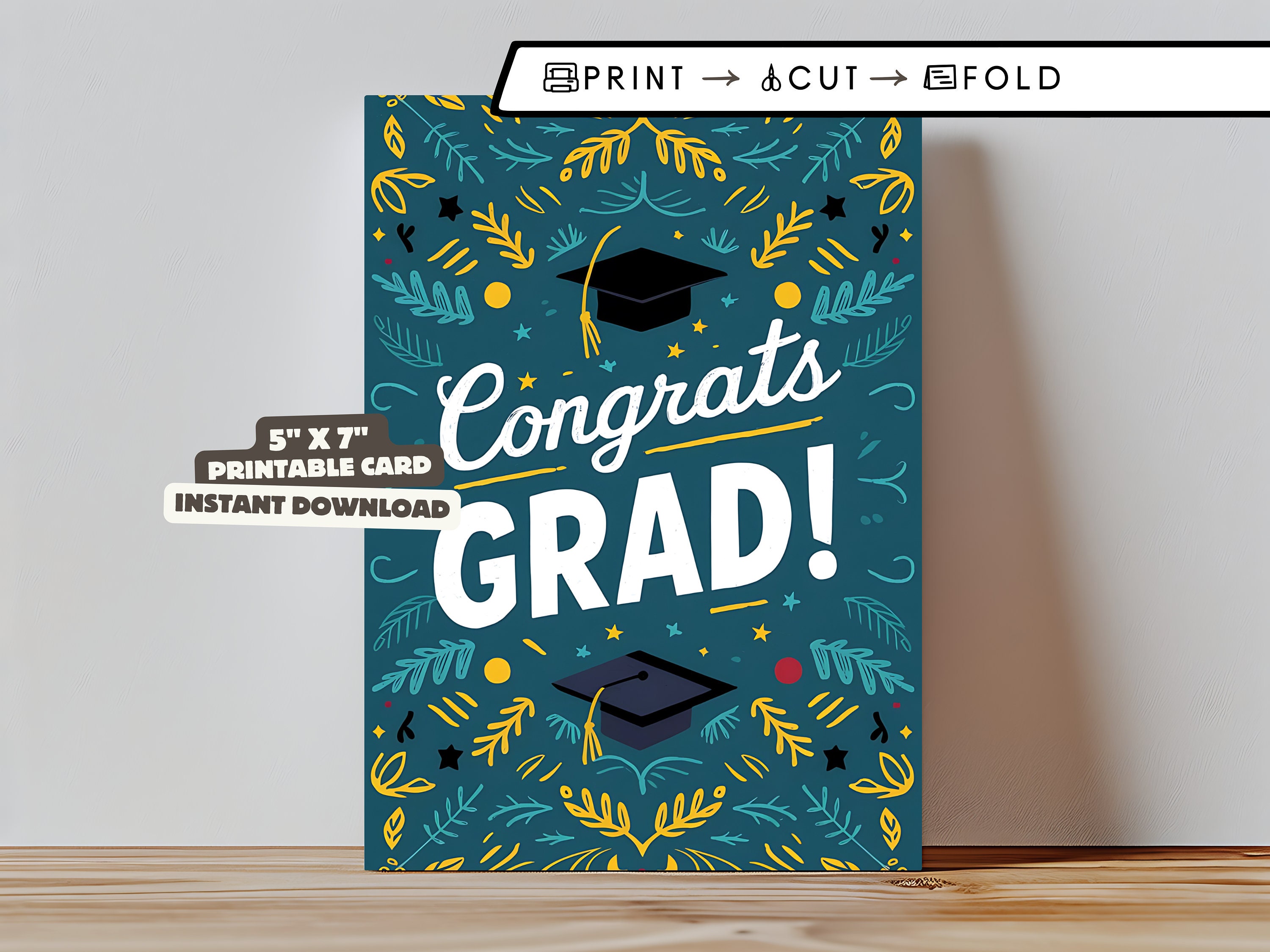 Graduation Greeting Card Printable Congratulations Grad Card High ...