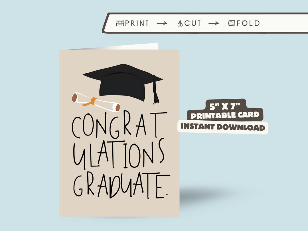 Graduation Greeting Card Printable Simple Grad Card High School College ...