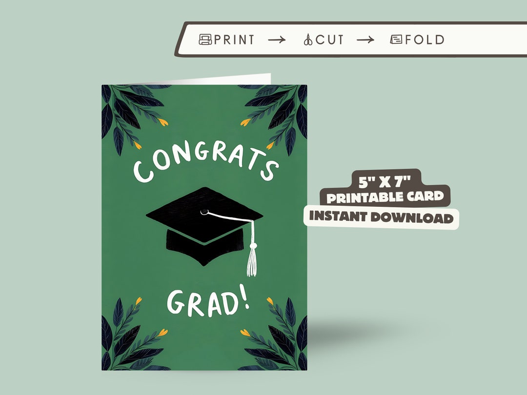 Graduation Greeting Card Printable Congratulations Grad Card High ...