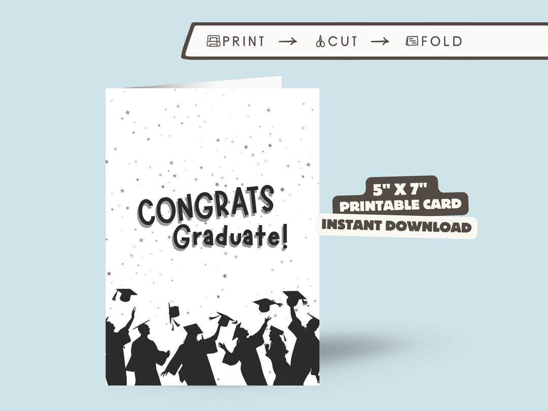 Graduation Greeting Card Printable Simple Grad Card High School College ...