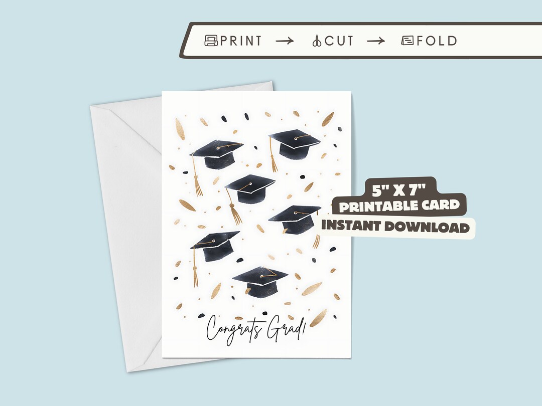 Graduation Greeting Card Congrats Grad Printable High School College ...