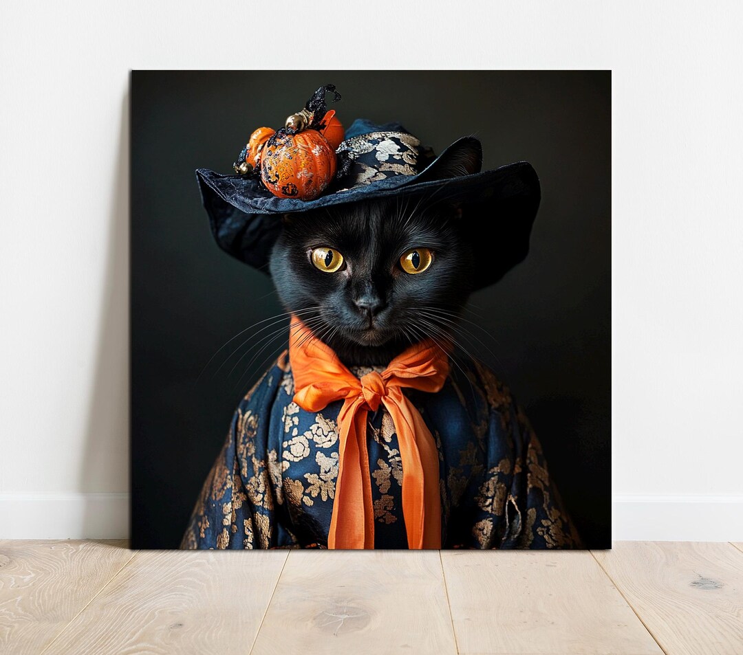 Ghostly Paws and Furry Claws: Halloween Artworks, Cat Portrait, Pet ...