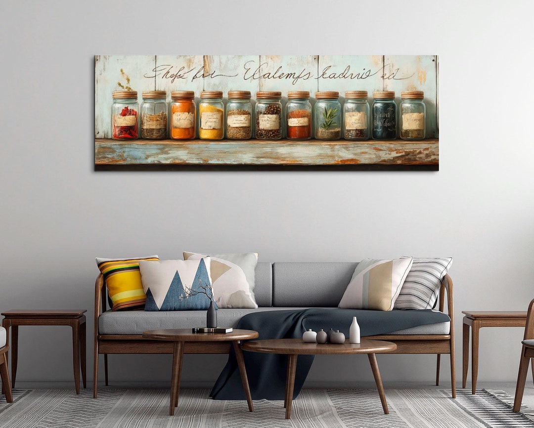 Rustic Farmhouse Kitchen Wall Art, Dining Room Wall Decor Spice Jar ...
