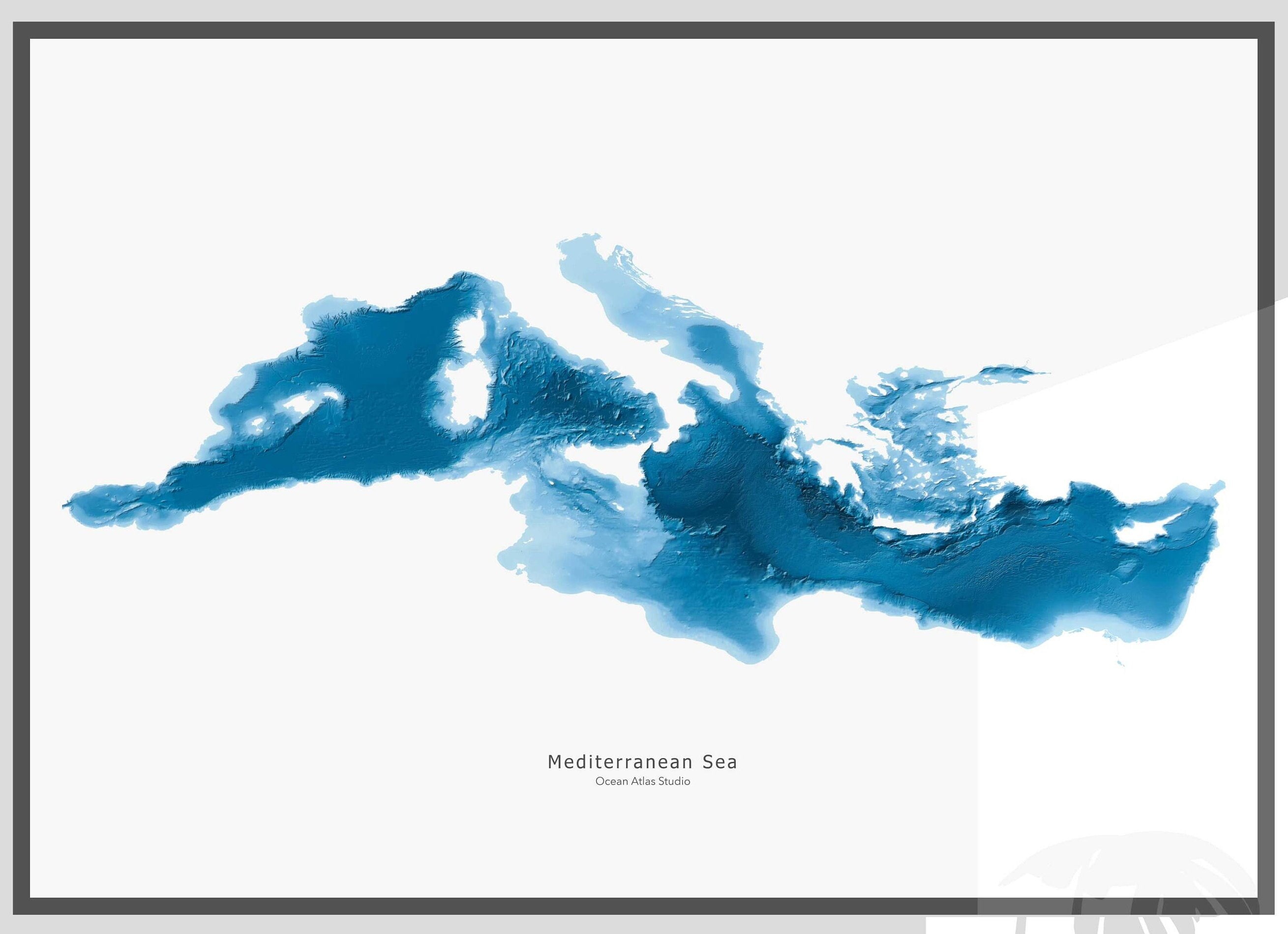 Seabed Map of the Mediterranean Sea/ Downloadable Map - Etsy