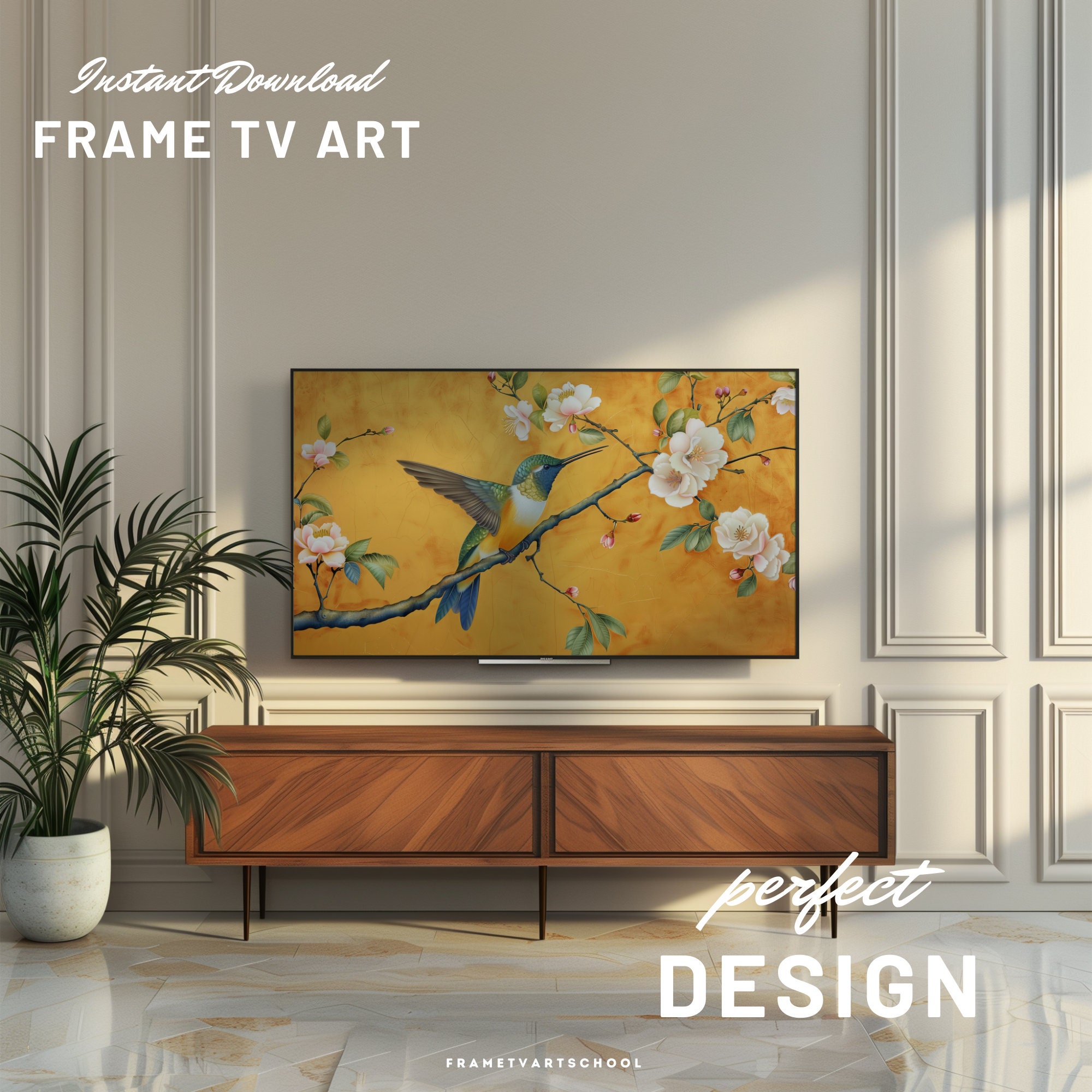 Chinoiserie Hummingbird Frame Tv Art, Frame Tv Spring Art, Frame Tv Art ...