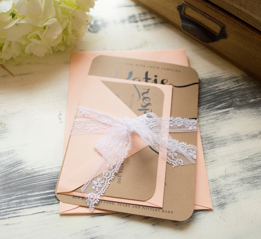 Barn Wedding Invitations Rustic Wedding Invitations Pink Wedding Invitations Sunset Wedding ...