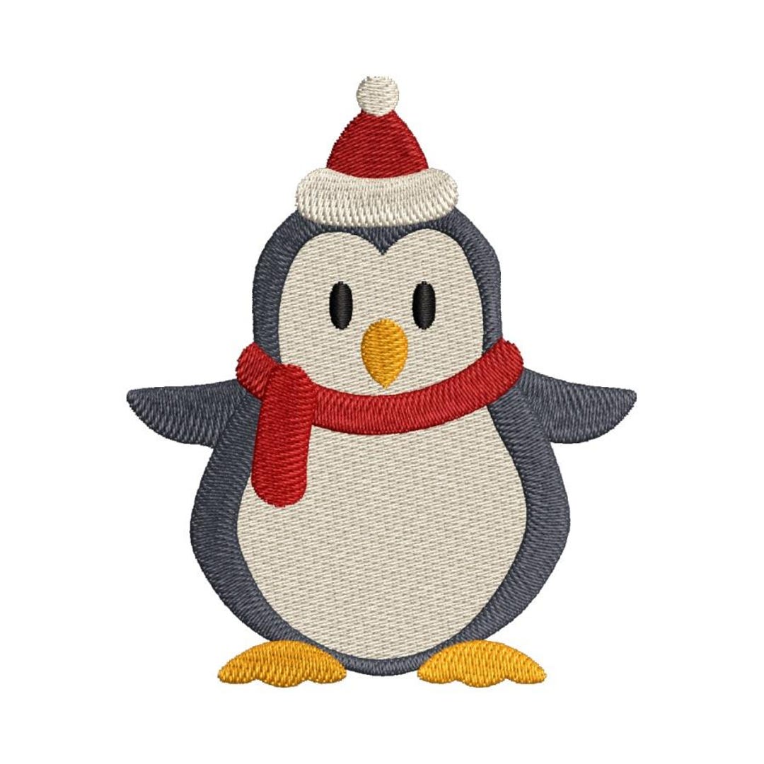 Cute Penguin Embroidery Design, Santa Hat Winter Stitch, Holiday ...