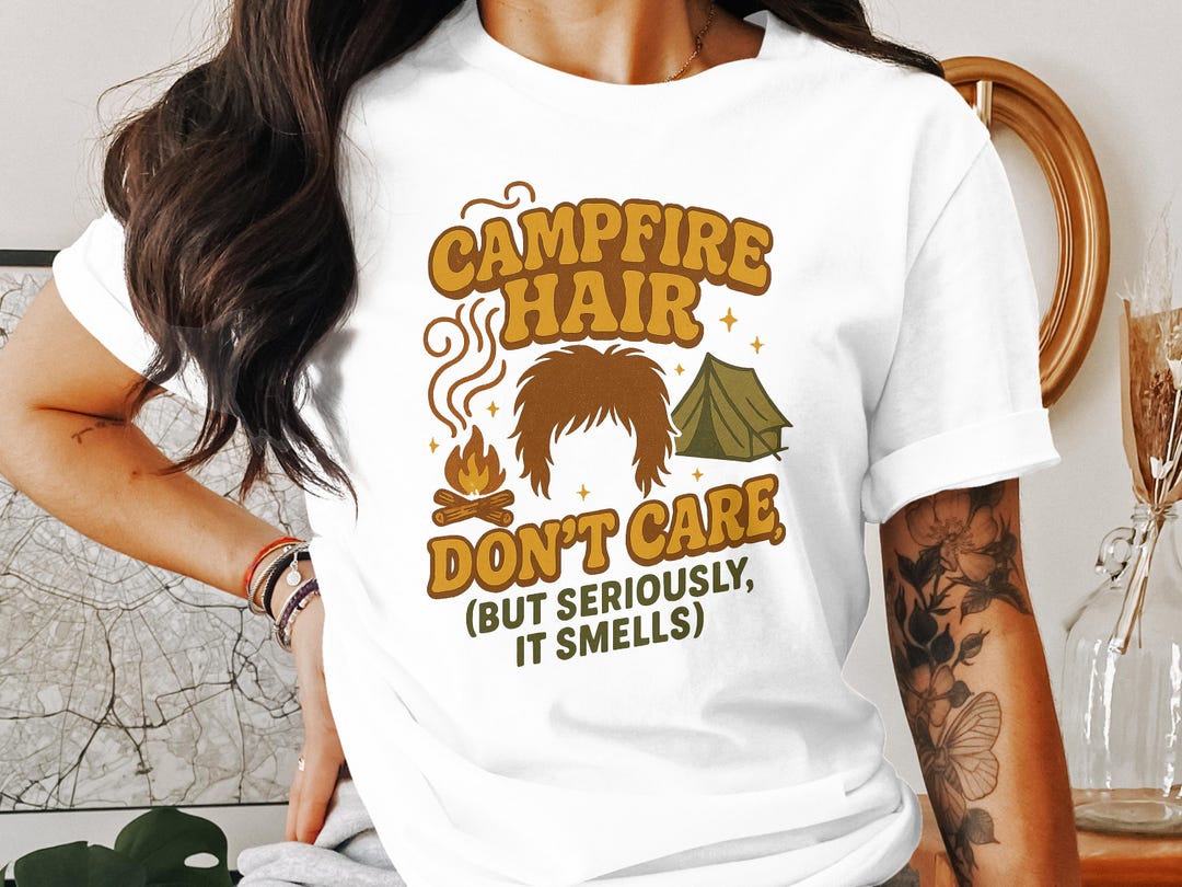Campfire Hair Digital Download, Sublimation DTF Digital, Funny Camping ...