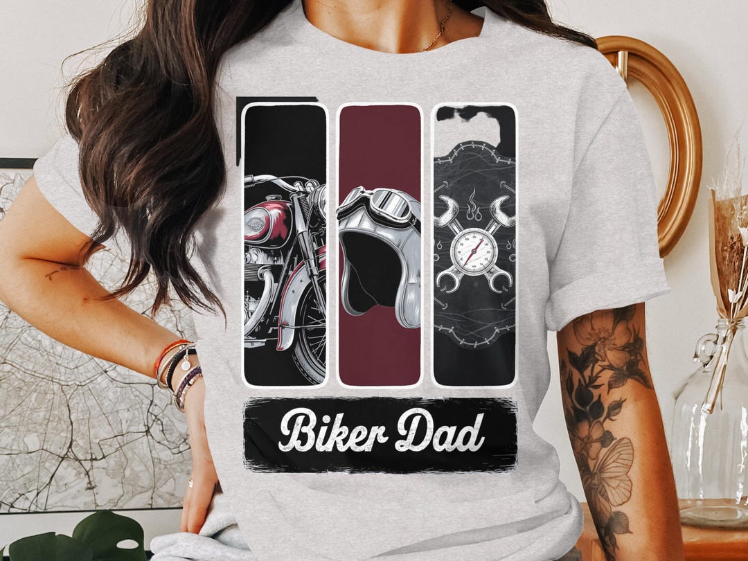 Vintage Biker Dad Design, Motorcycle Dad Art, Retro Biker Dad Shirt ...