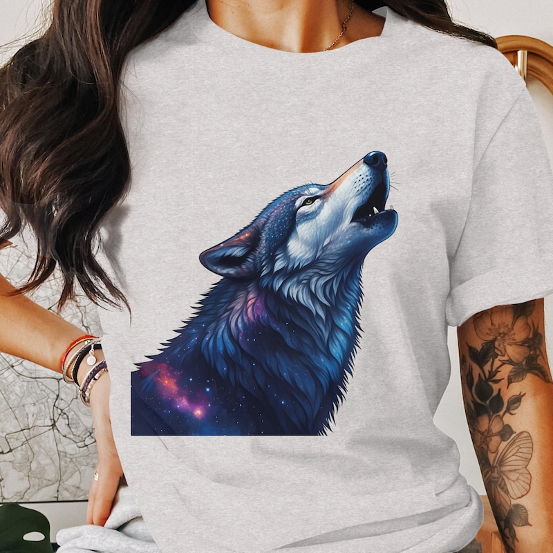 Galaxy Wolf Shirt - Etsy