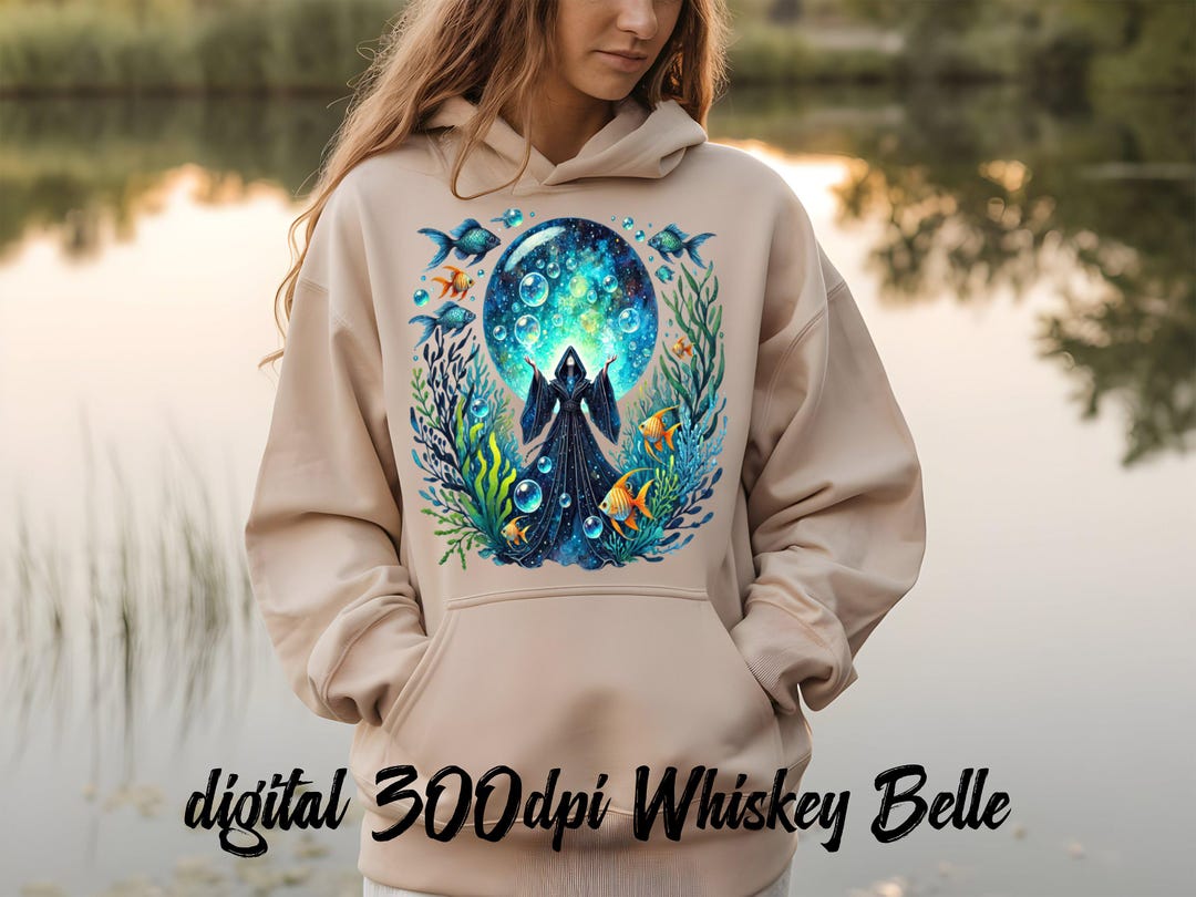 Mystical Ocean Wizard Digital Art, Underwater Fantasy Scene, Vibrant Fish and Coral Print ...