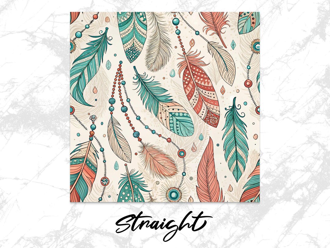 Boho Feather Pattern, Printable Wall Art, Digital Download Art, Feather ...