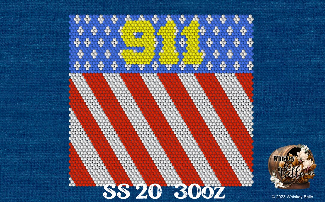 SS20 American Flag 2 911 30oz Rhinestone Template SS20 30oz Rhinestone ...