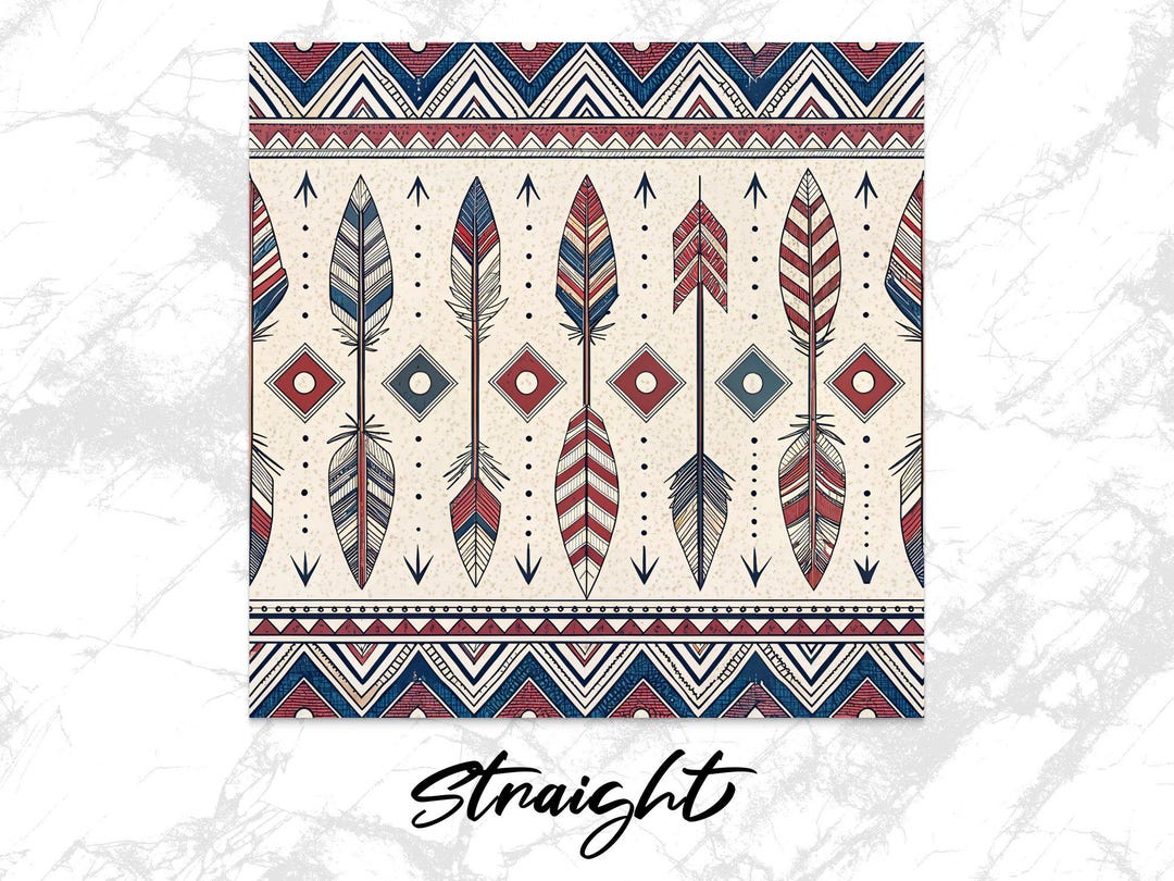 Boho Feather Pattern Digital Art, Tribal Feather Print Download, Native ...