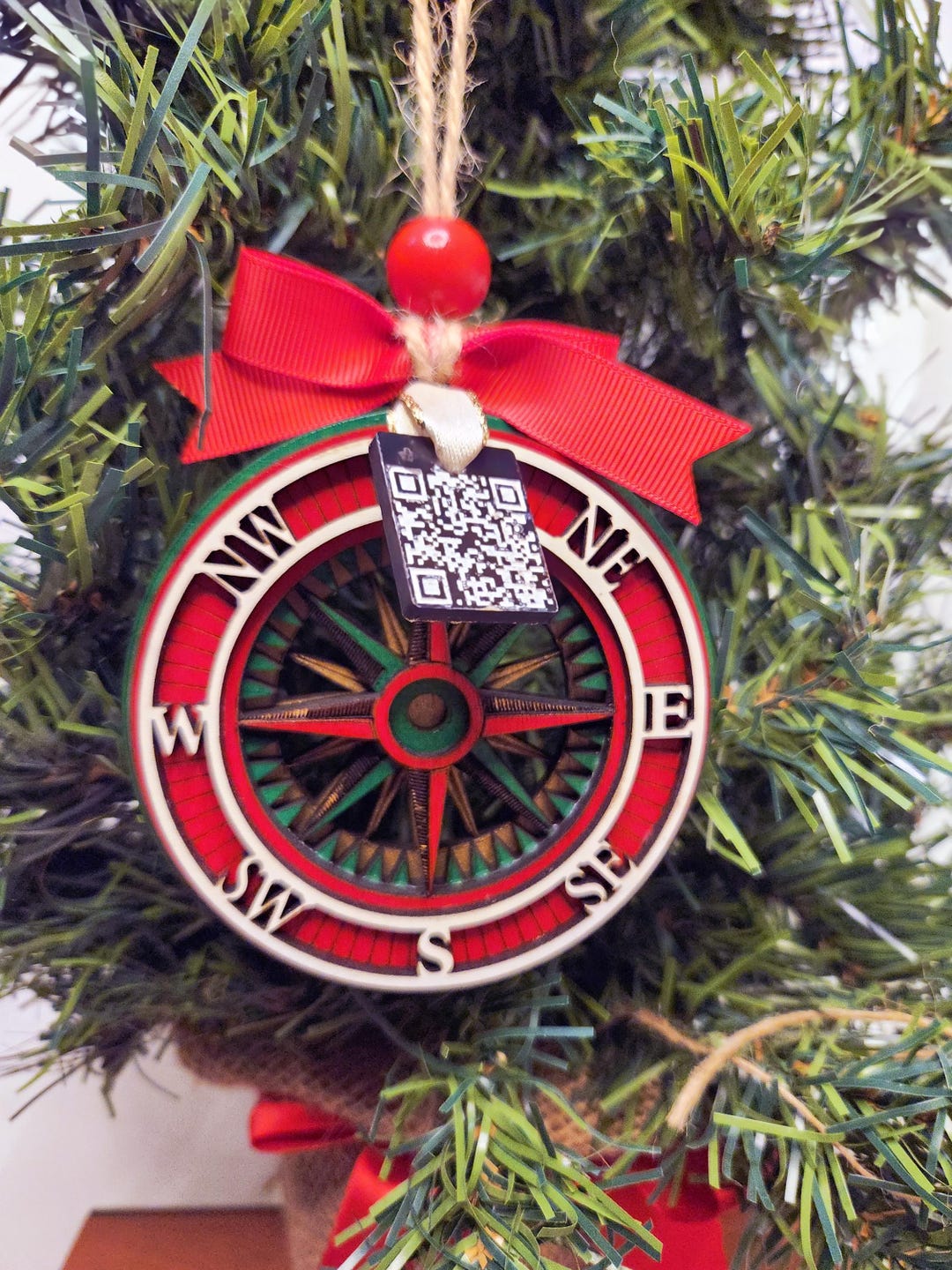 Santa Tracker, Santa Compass, QR Code Santa Tracker Ornament, Christmas ...