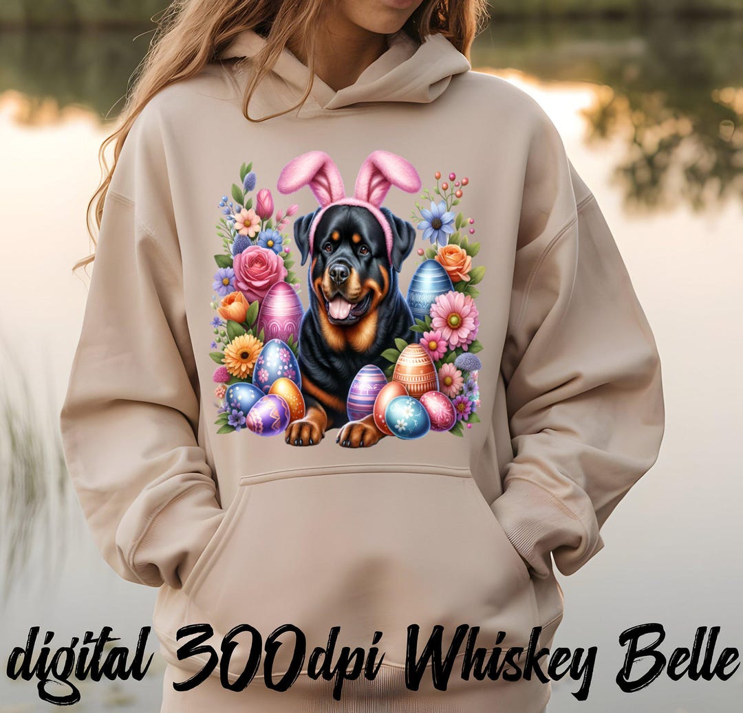 Spring Rottweiler Digital Download, Easter Dog Art Print, Floral Easter ...