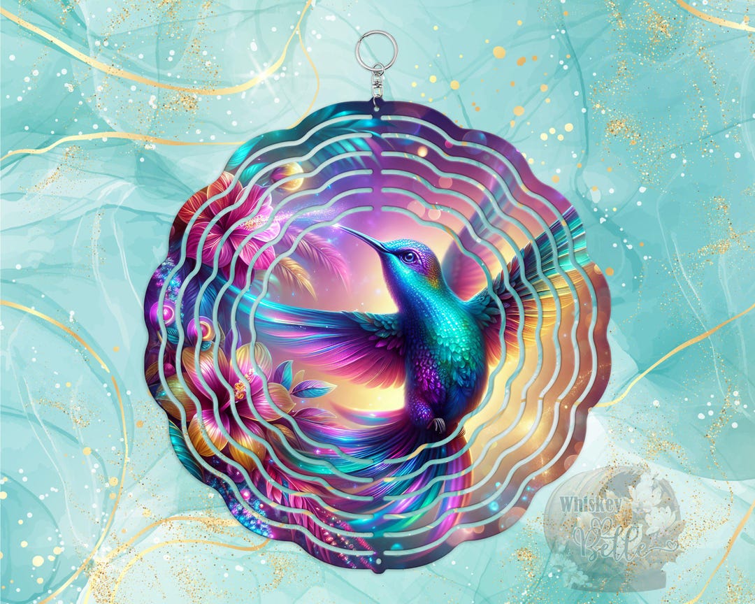 Colorful Hummingbird Digital, Psychedelic Floral Wall Print Hummingbird ...