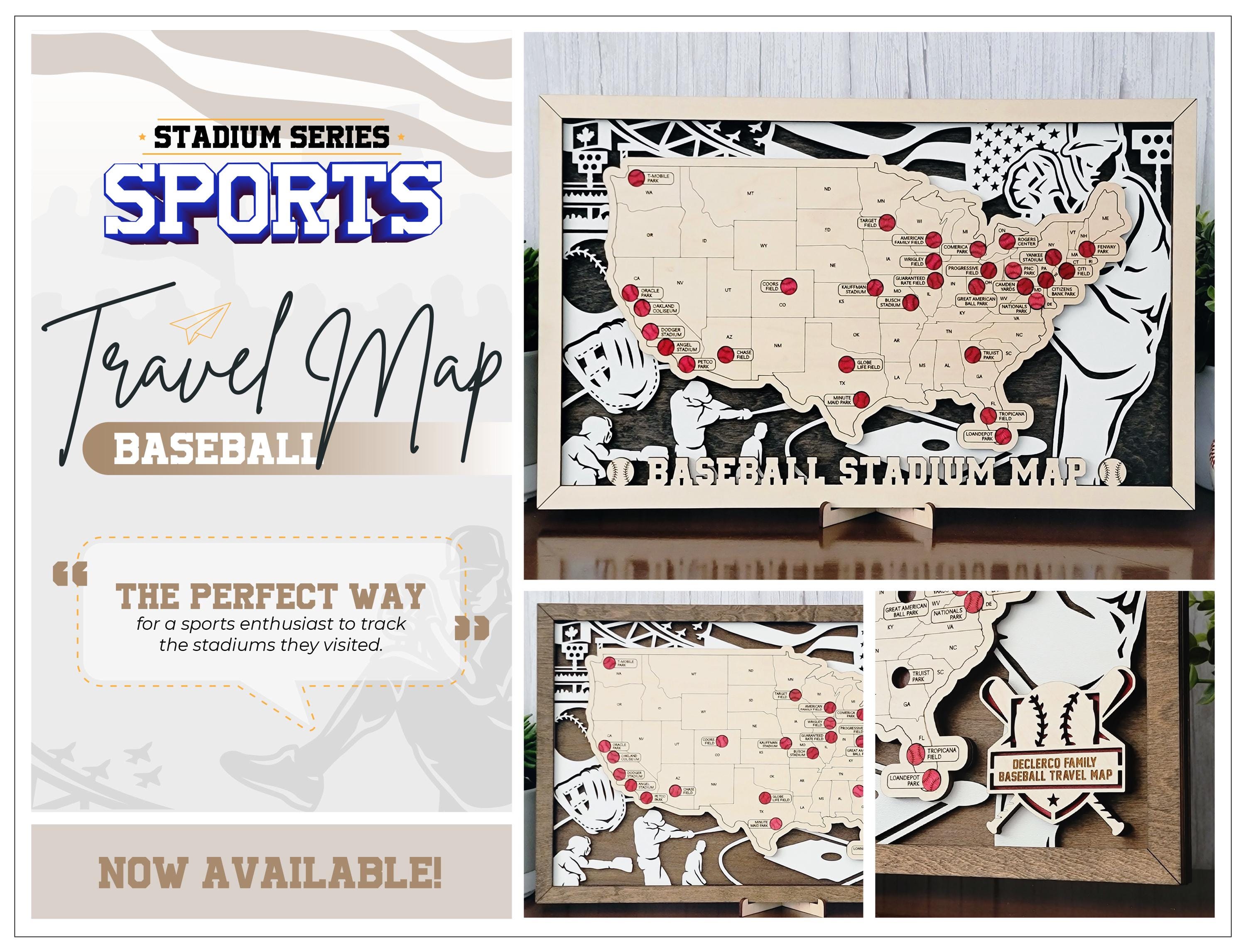 Baseball Park Map Tracker, Baseball Stadium Tracker Map, Baseball Lover ...